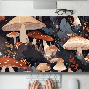 Unique Floral Mushroom Forest Design Desk Mat Gaming Mouse Pad Large ...