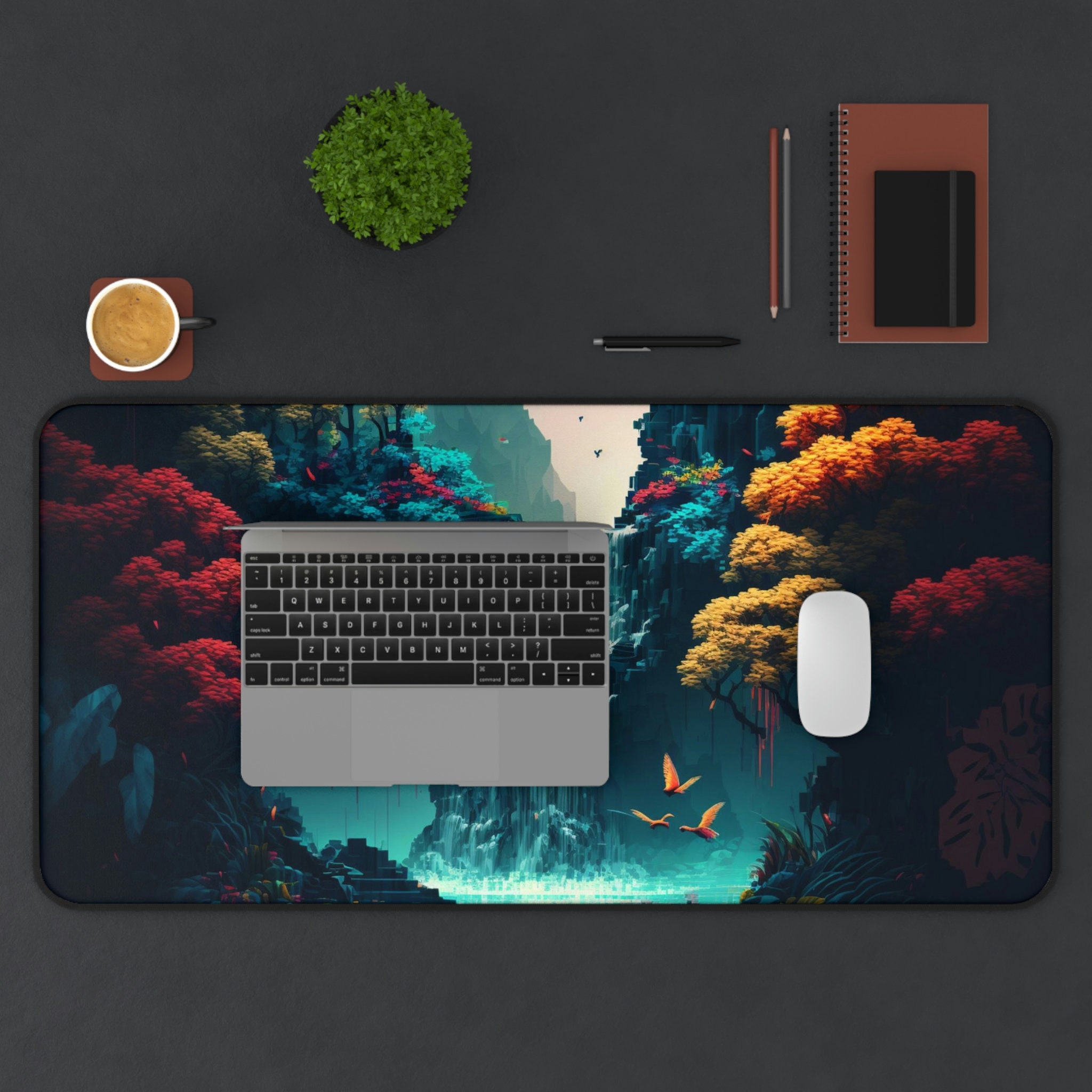 Colorful Fantasy Waterfall Landscape Gaming Mouse Pad - Unique Desk Mat ...