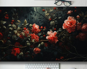 Dark Cottage Core Botanical Desk Mat Gaming Mouse Pad Large Mousepad ...