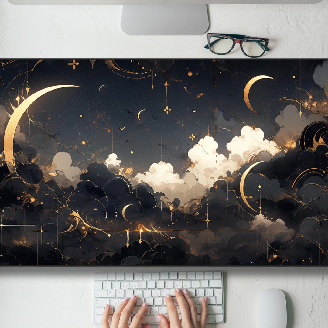 Lo-fi Celestial Cresent Moons Desk Mat Gaming Mouse Pad Large Mousepad ...