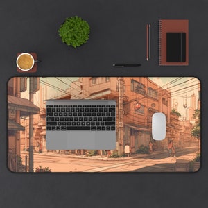 Kawaii Tokyo Street Scene Desk Mat Gaming Mouse Pad Large Mousepad, MTG ...