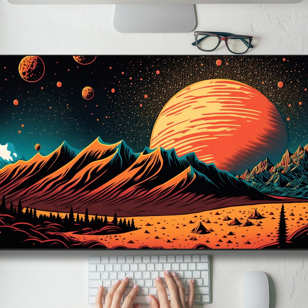 Simple Outer Space Giant Planet Desk Mat Gaming Mouse Pad Large ...