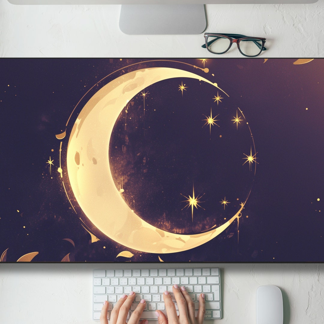 Large Celestial Cresent Moon Desk Mat Gaming Mouse Pad Large Mousepad ...