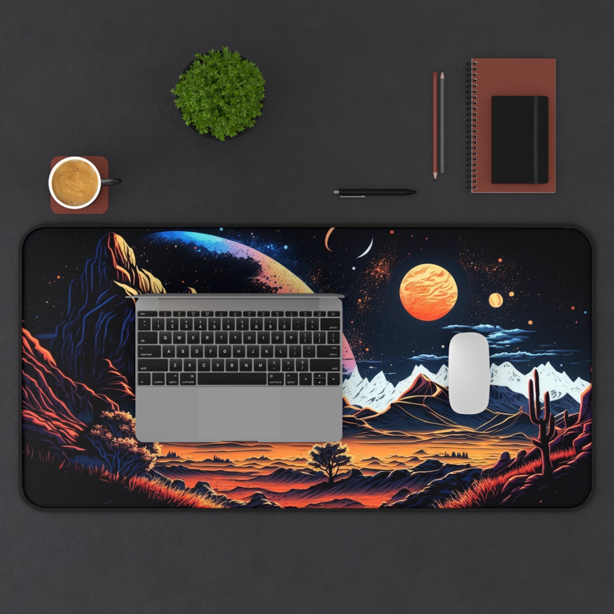 Cool Outer Space Alien Planet Desk Mat Gaming Mouse Pad Large Mousepad ...