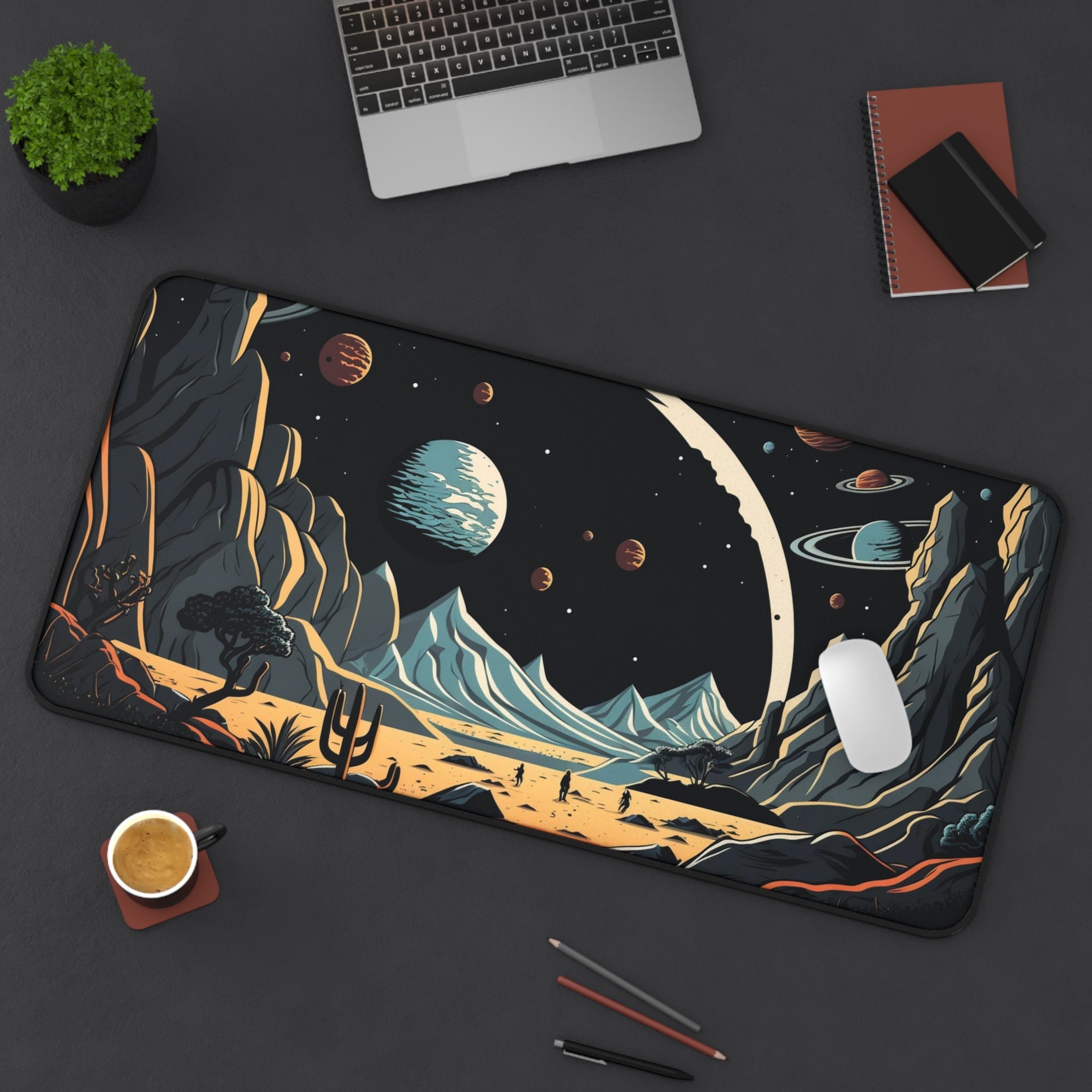 Outer Space Alien Planet Exploration Desk Mat Gaming Mouse Pad Large ...