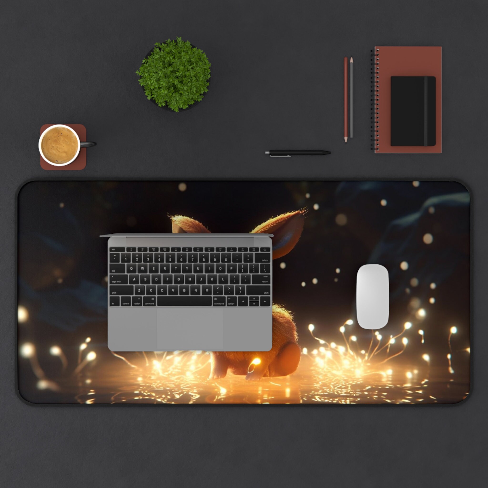Cute Enchanted Eevee Inspired Desk Mat Gaming Mouse Pad Large Mousepad ...