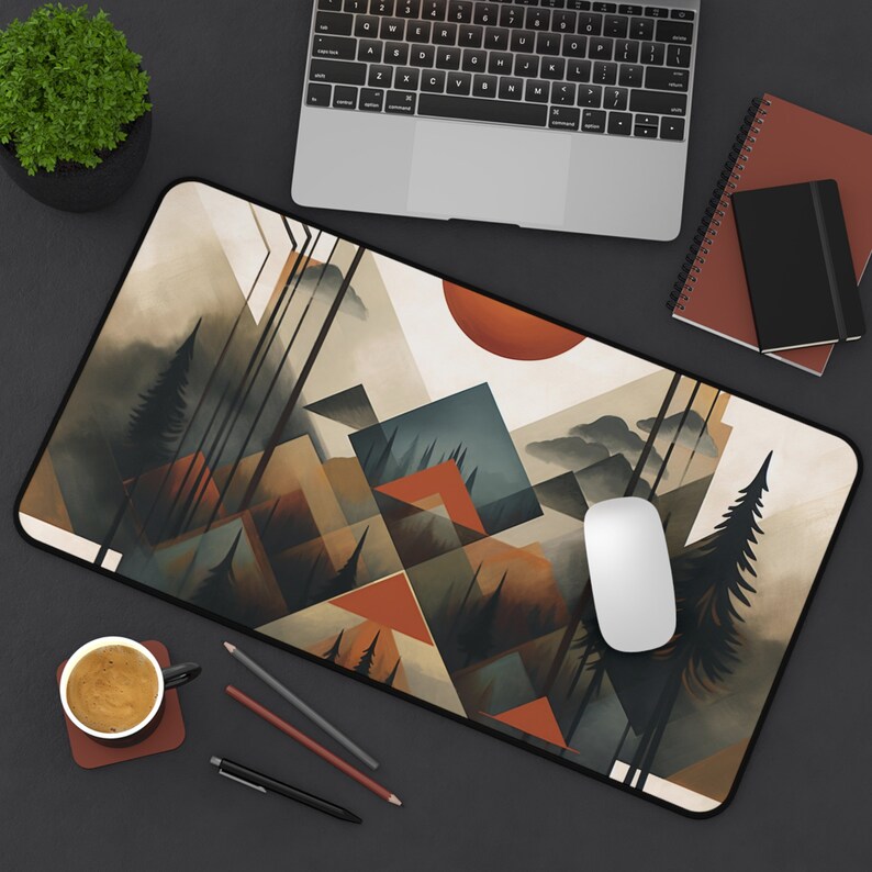 Unique Geometric Pattern Landscape Desk Mat Gaming Mouse Pad Large ...