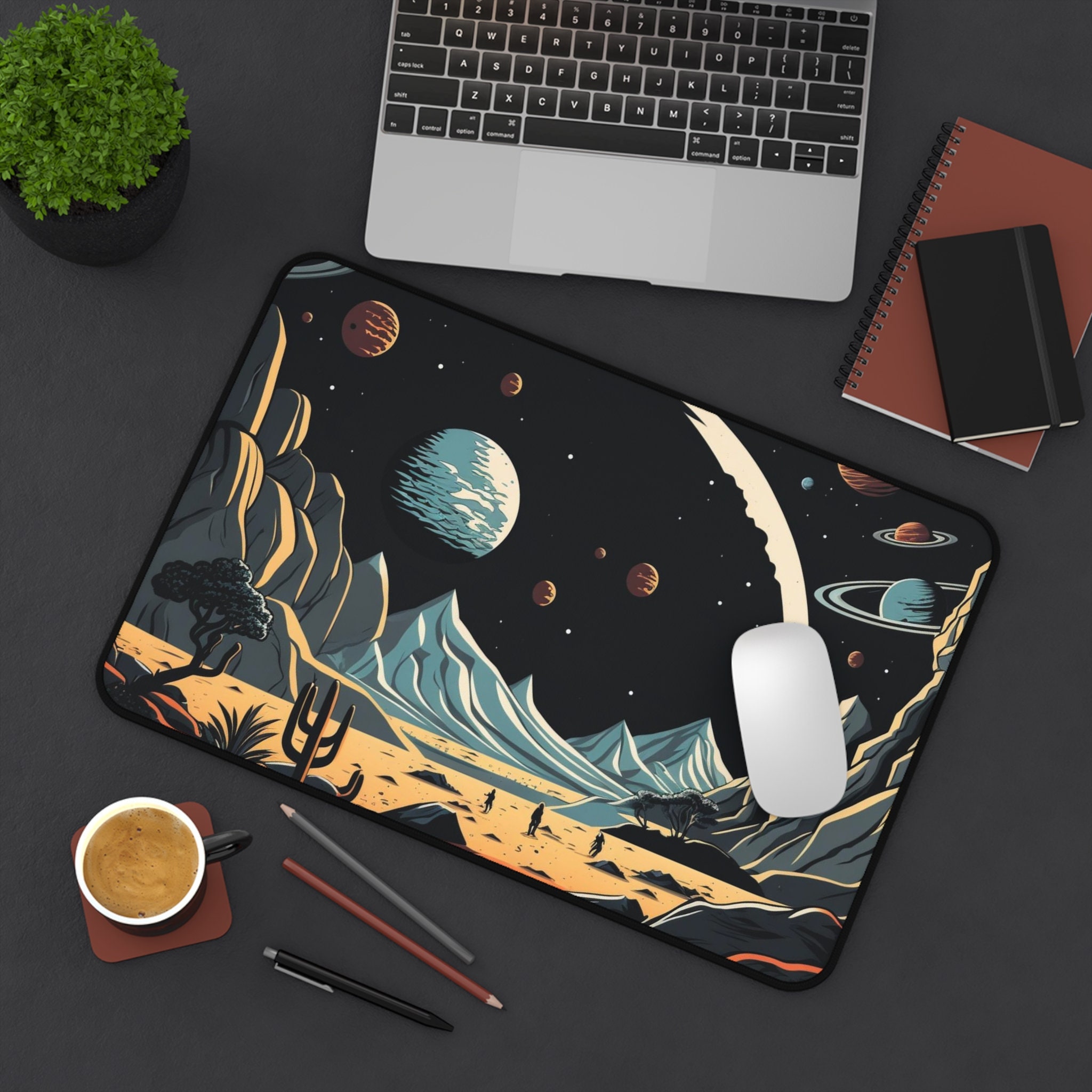 Outer Space Alien Planet Exploration Desk Mat Gaming Mouse Pad Large ...