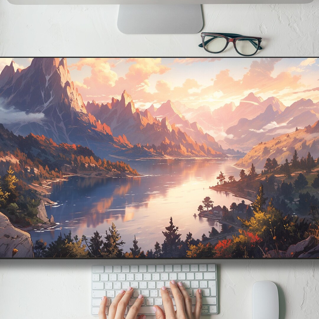Beautiful Mountain Valley Desk Mat Gaming Mouse Pad Large Mousepad, MTG ...