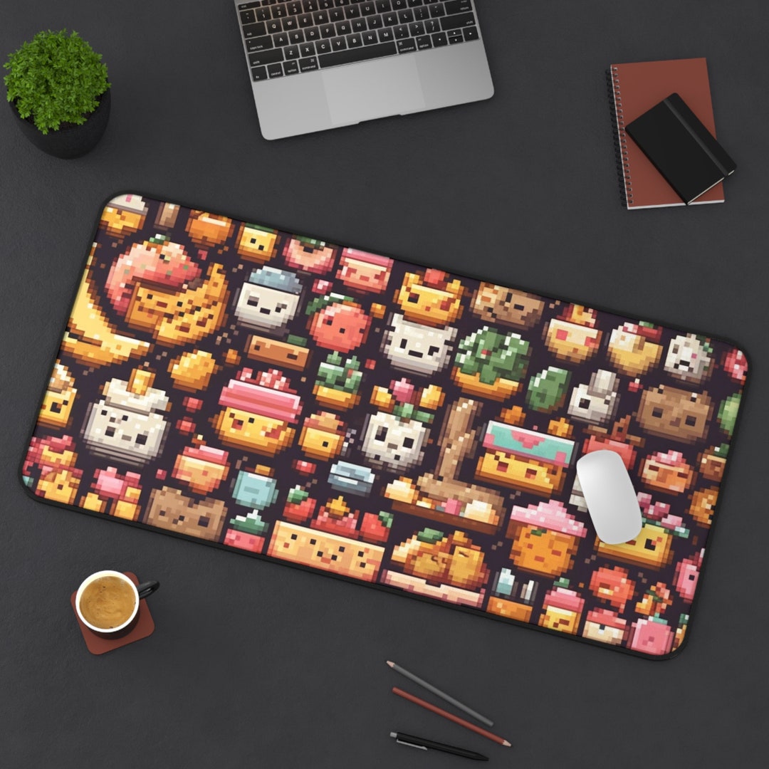 Pixel Kawaii Foods Desk Mat Gaming Mouse Pad Large Mousepad - Etsy