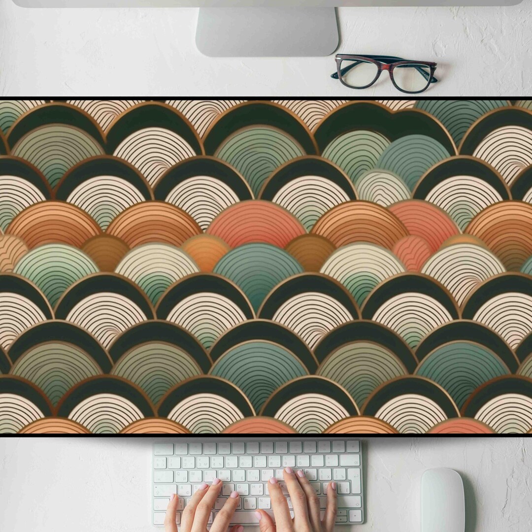 Sunset Shells in Dusky Earth Desk Mat, Gaming Mouse Pad, Large Mousepad ...