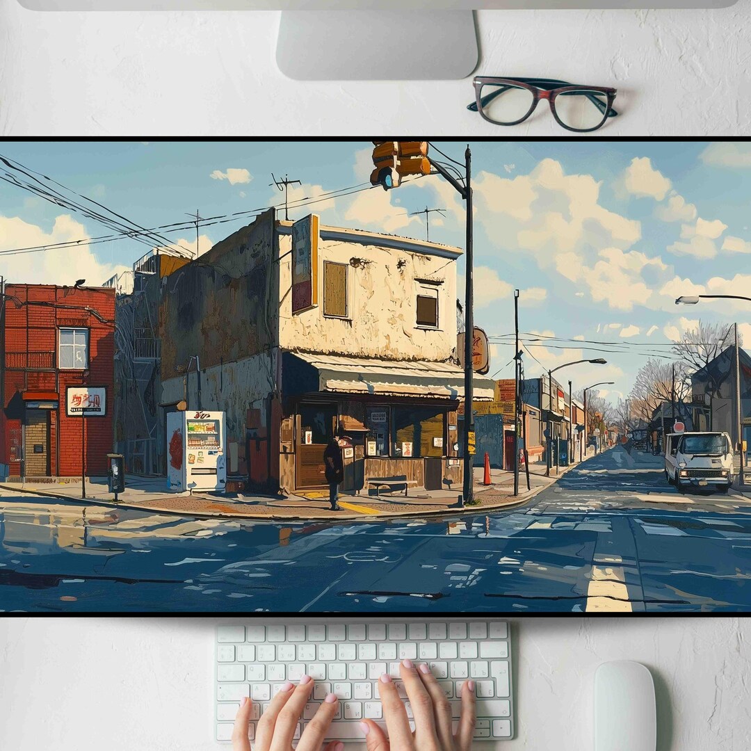 Quiet Street in Winter Chill Desk Mat, Gaming Mouse Pad, Large Mousepad ...