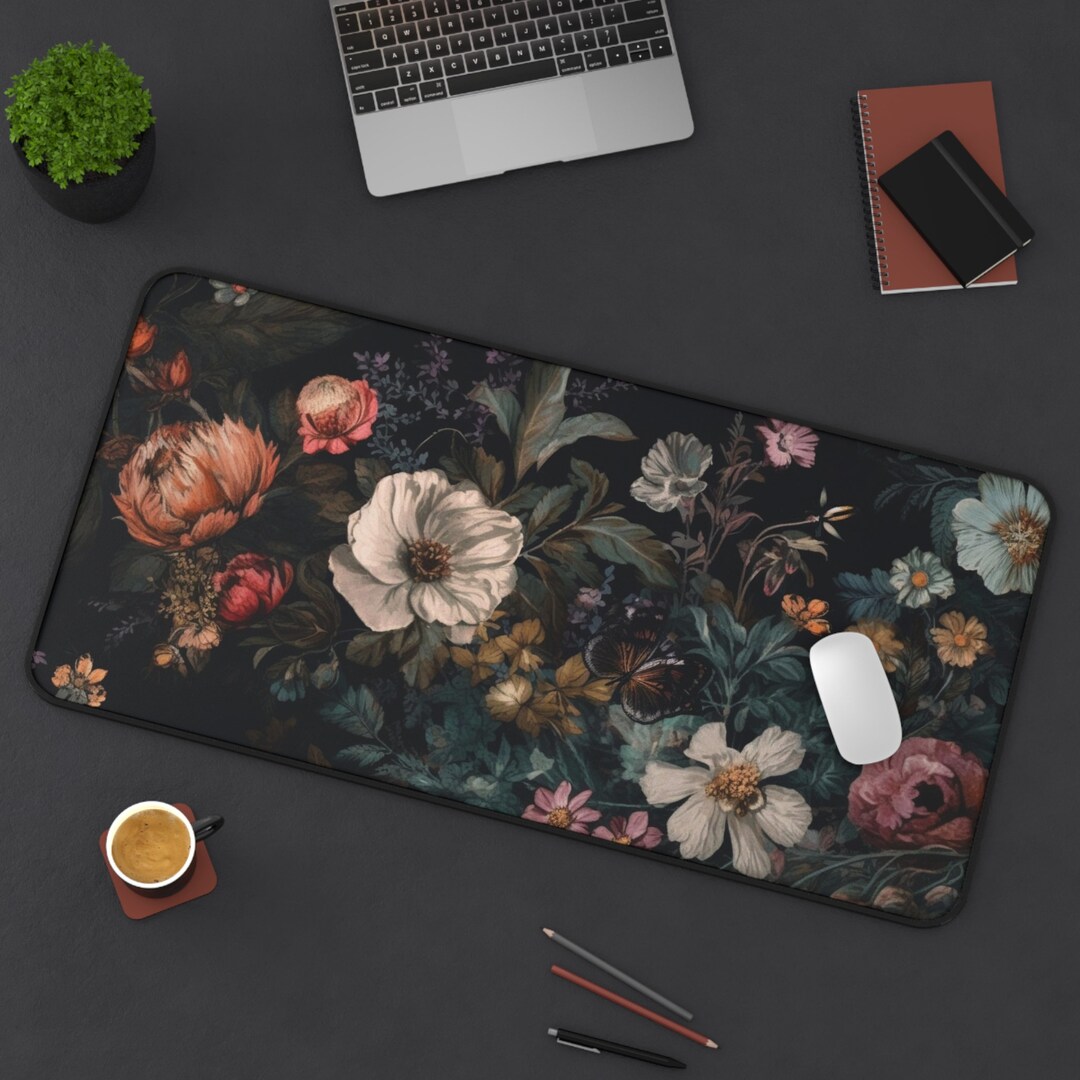 Dark Theme Botanical Desk Mat Gaming Mouse Pad Large Mousepad - Etsy