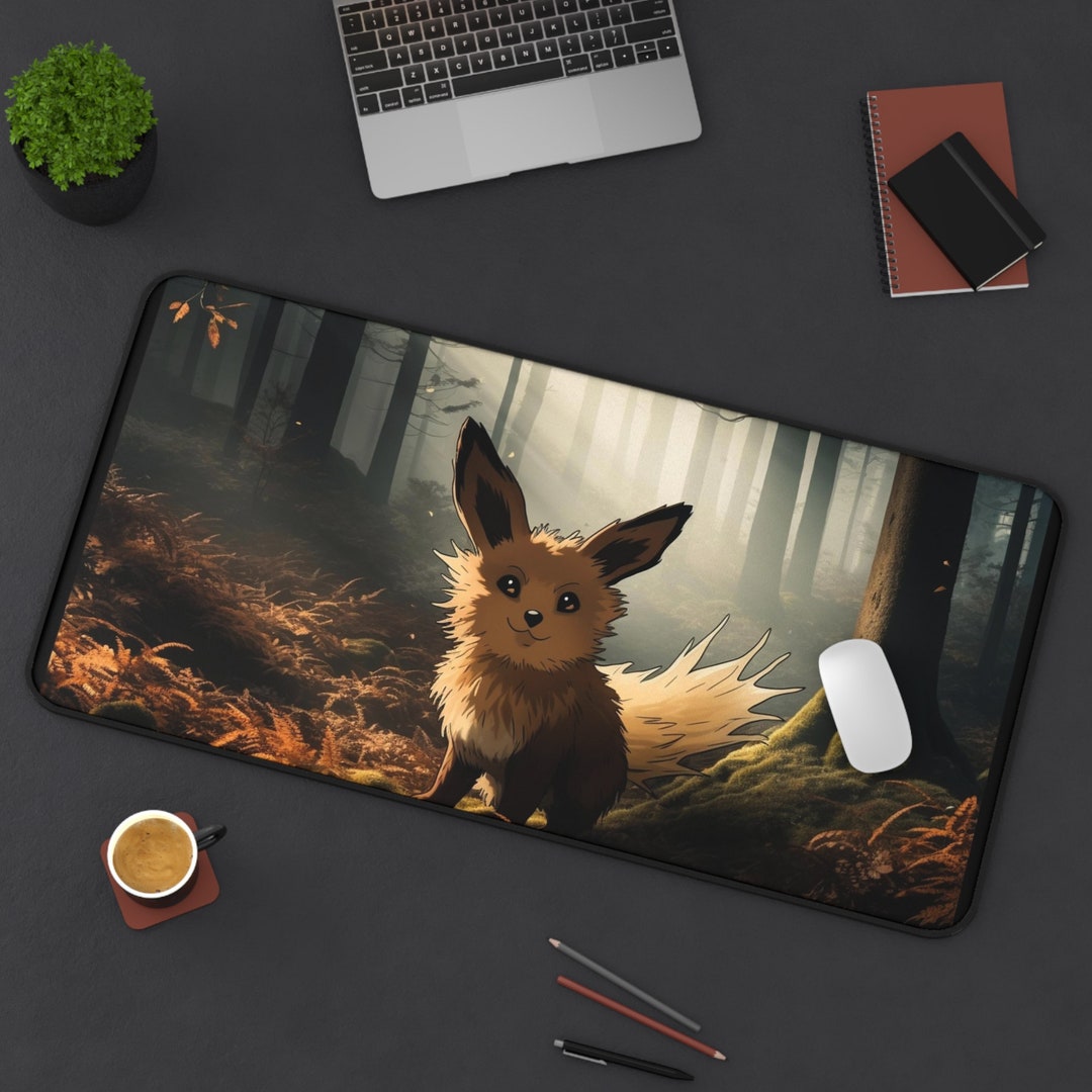 Animated Eevee Fox Inspired Desk Mat Gaming Mouse Pad Large - Etsy