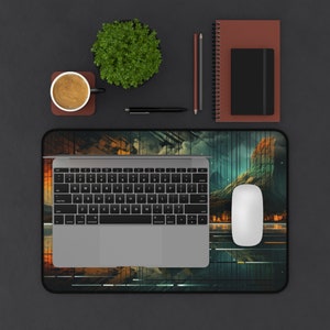 Dark Unique Abstract Mountain Lake Landscape Desk Mat Gaming Mouse Pad ...