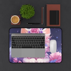 Pretty Pink Kawaii Cat Desk Mat Gaming Mouse Pad Large Mousepad, MTG ...