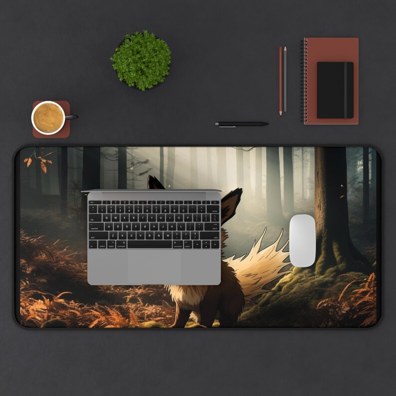 Animated Eevee Fox Inspired Desk Mat Gaming Mouse Pad Large - Etsy