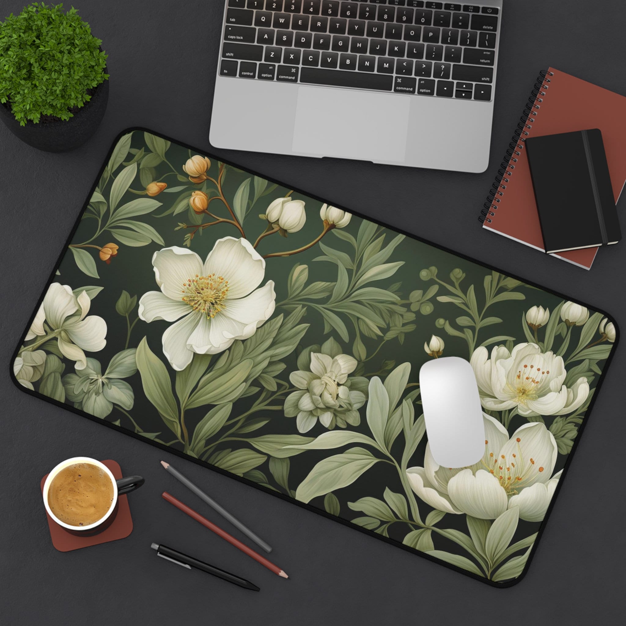 Sage Green White Flowers Botanical Desk Mat Gaming Mouse Pad - Etsy