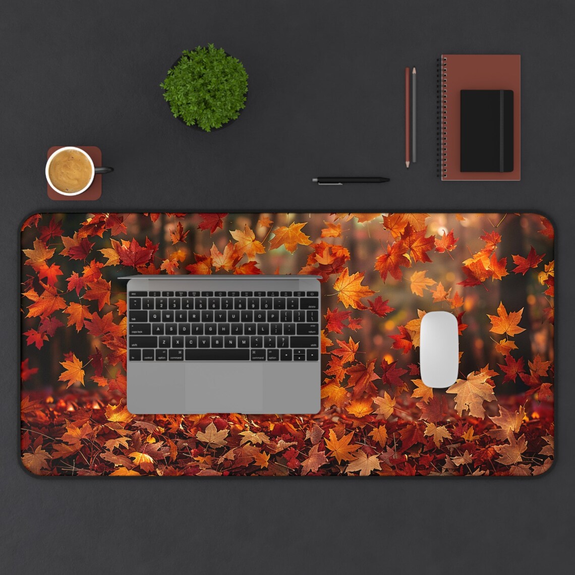 Realistic Fall Leaves Raining From the Trees Desk Mat Gaming Mouse Pad ...