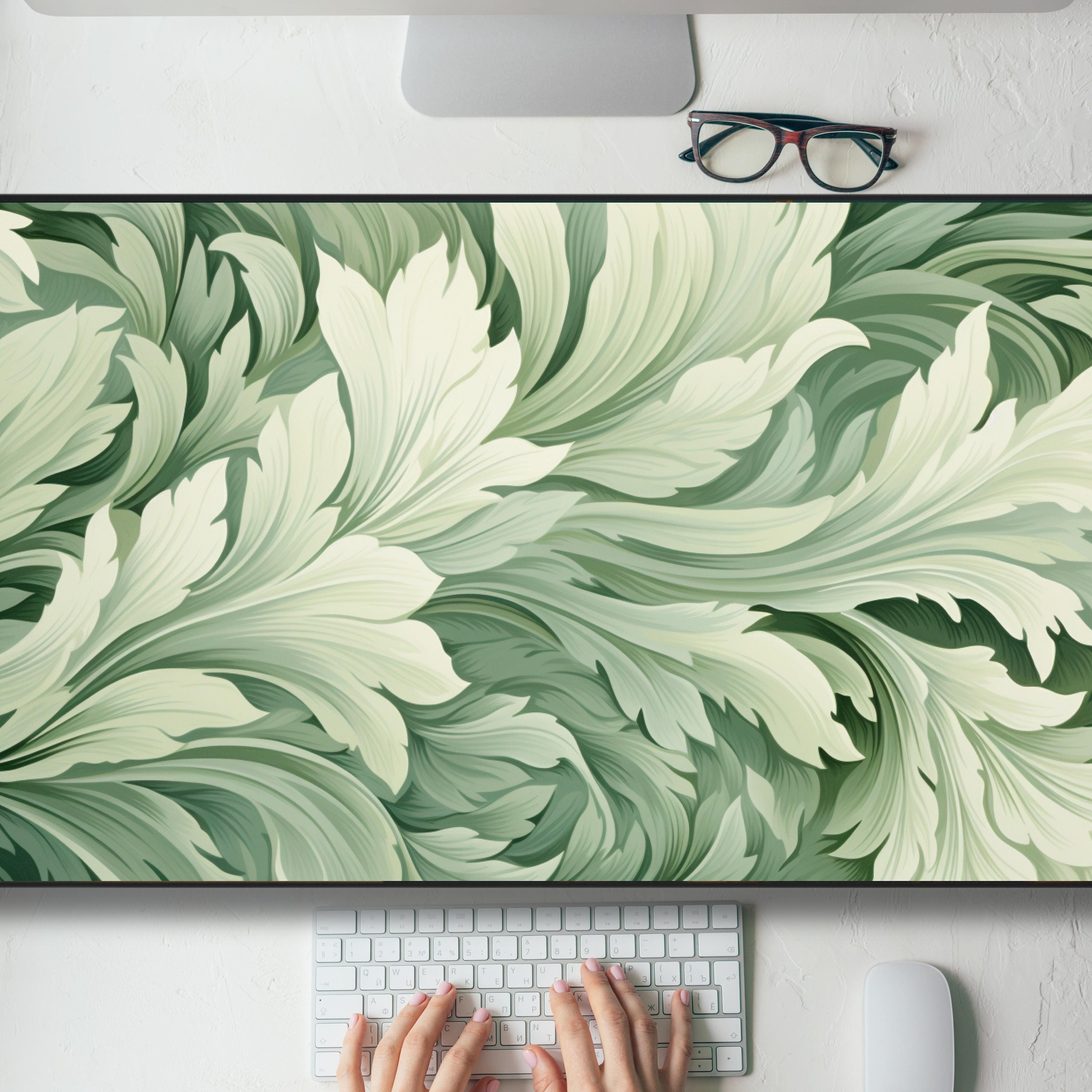 Sage Green Floral Botanical Desk Mat Gaming Mouse Pad Large - Etsy