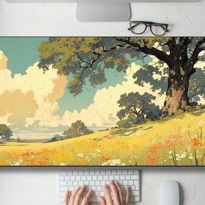 Lo-fi Green Landscape Desk Mat Gaming Mouse Pad Large Mousepad, MTG ...