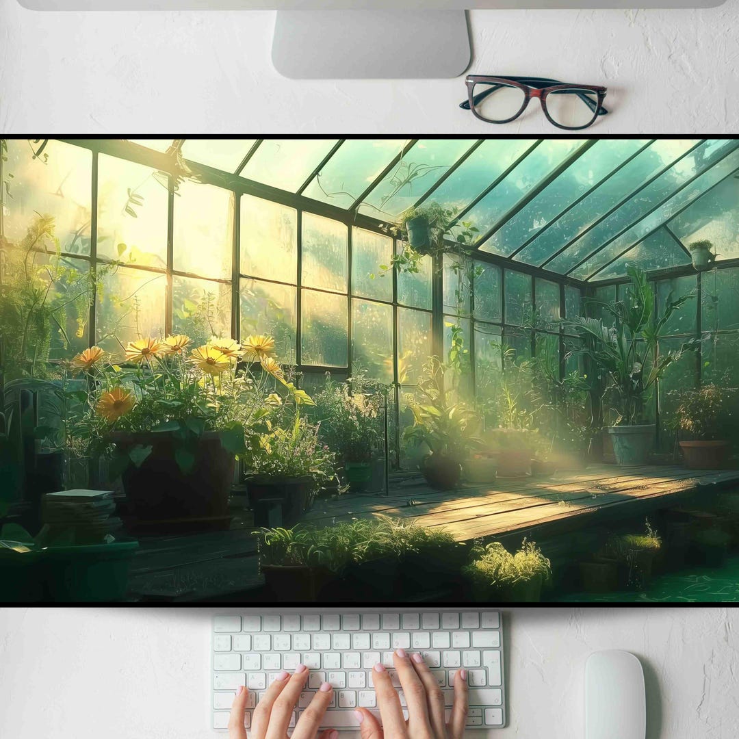 Sunbeams in Indoor Garden Desk Mat, Gaming Mouse Pad, Large Mousepad ...