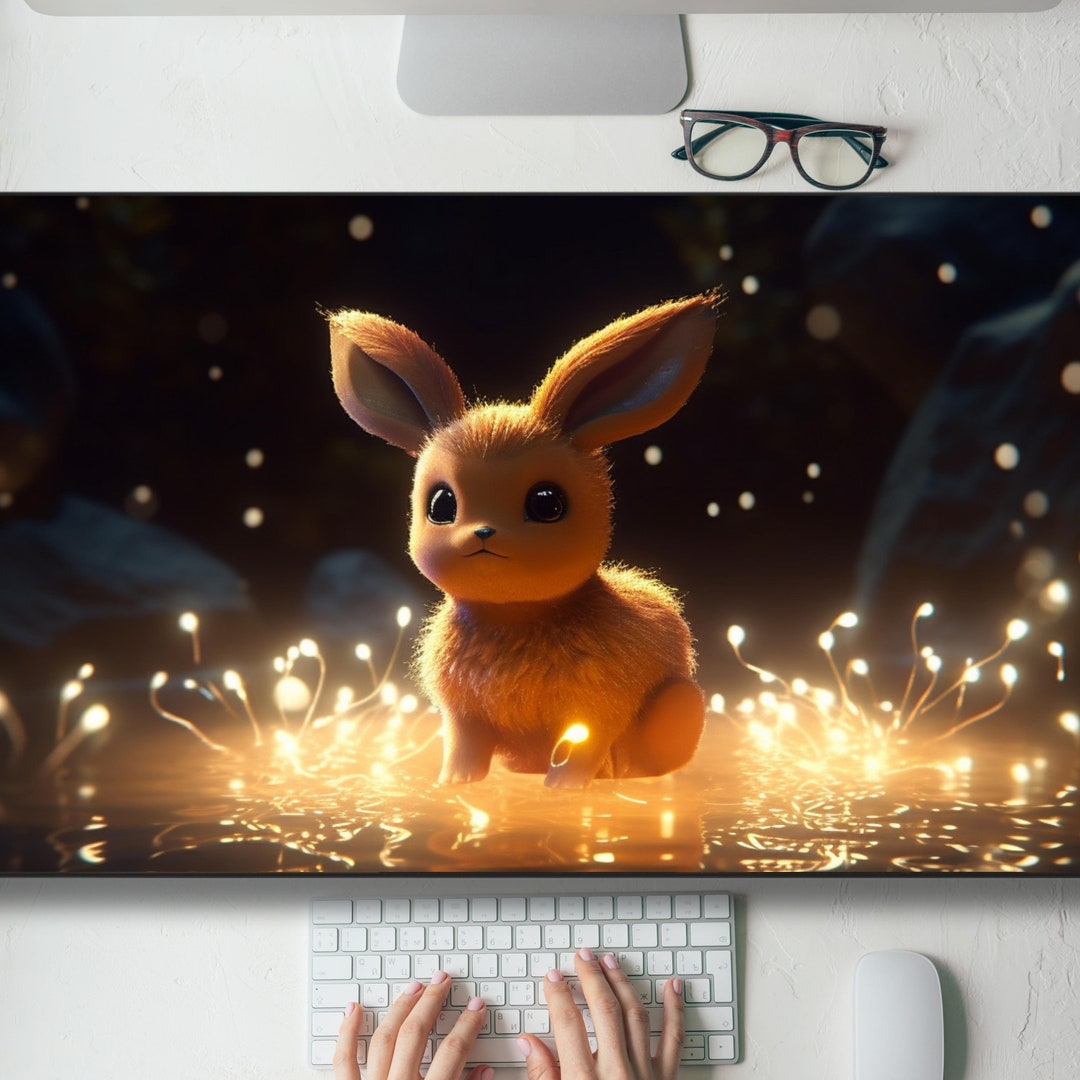 Cute Enchanted Eevee Inspired Desk Mat Gaming Mouse Pad Large Mousepad ...