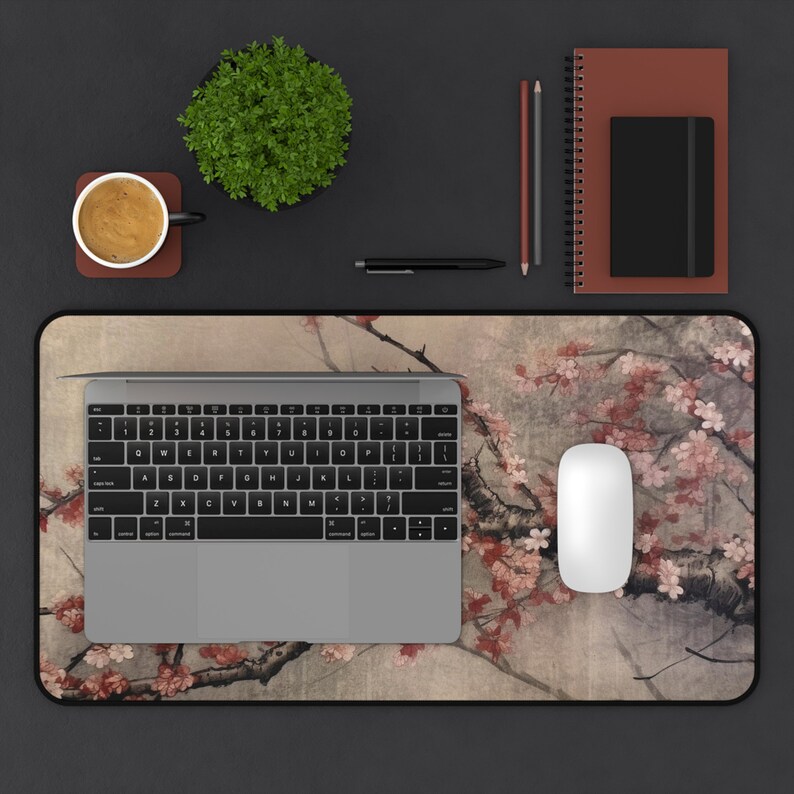 Vintage Cherry Blossom Design Desk Mat Gaming Mouse Pad Large Mousepad ...