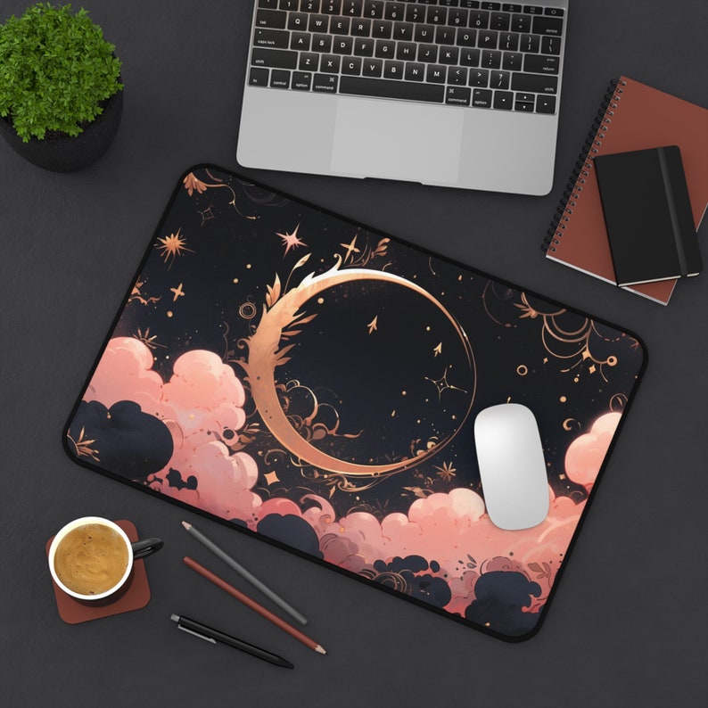 Kawaii Celestial Cresent Moon Desk Mat Gaming Mouse Pad Large Mousepad ...