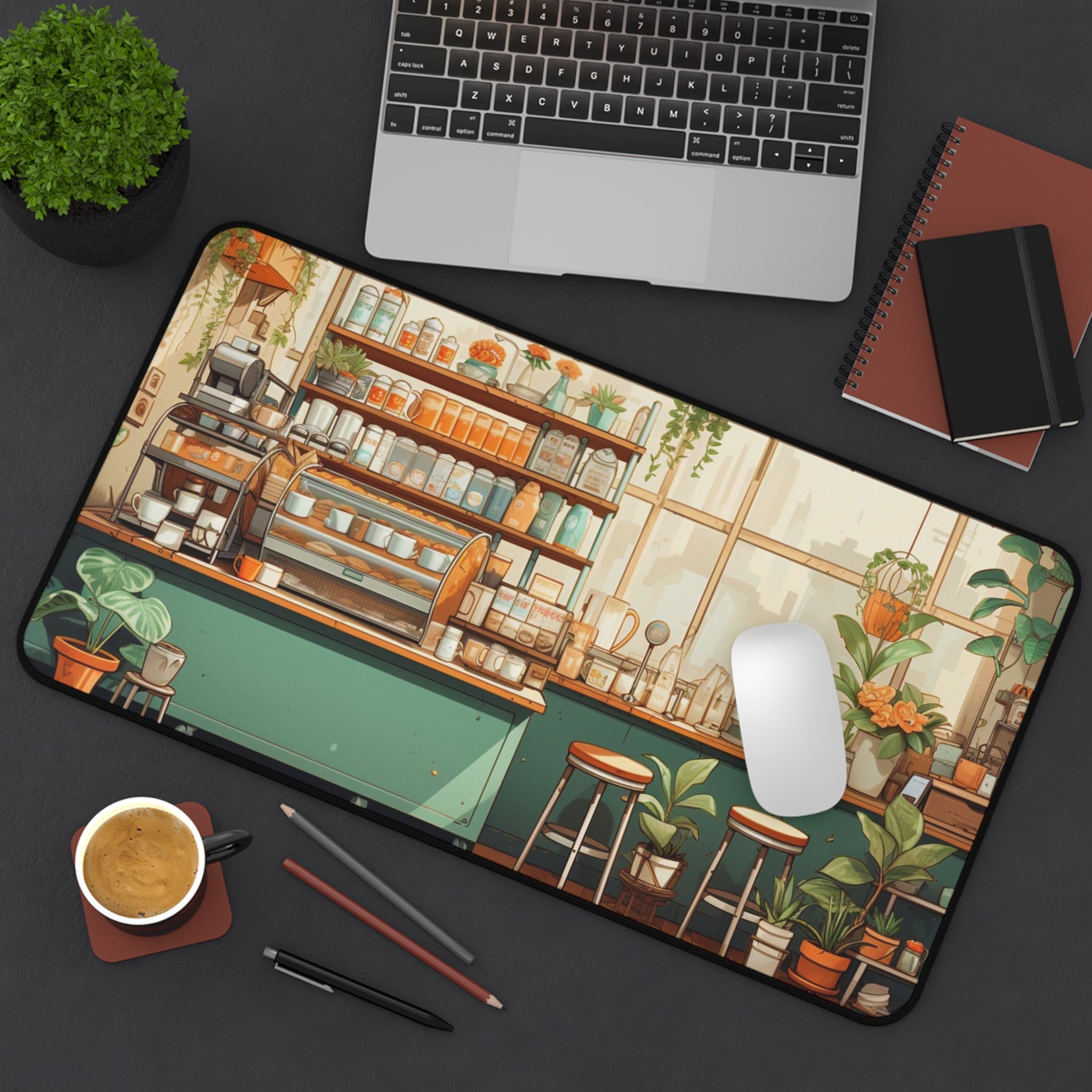 Lo-fi Anime Coffee Shop Bakery Desk Mat Gaming Mouse Pad Large - Etsy