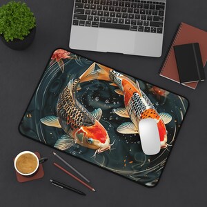 Awesome Dark Koi Fish Design Desk Mat Gaming Mouse Pad Large Mousepad ...