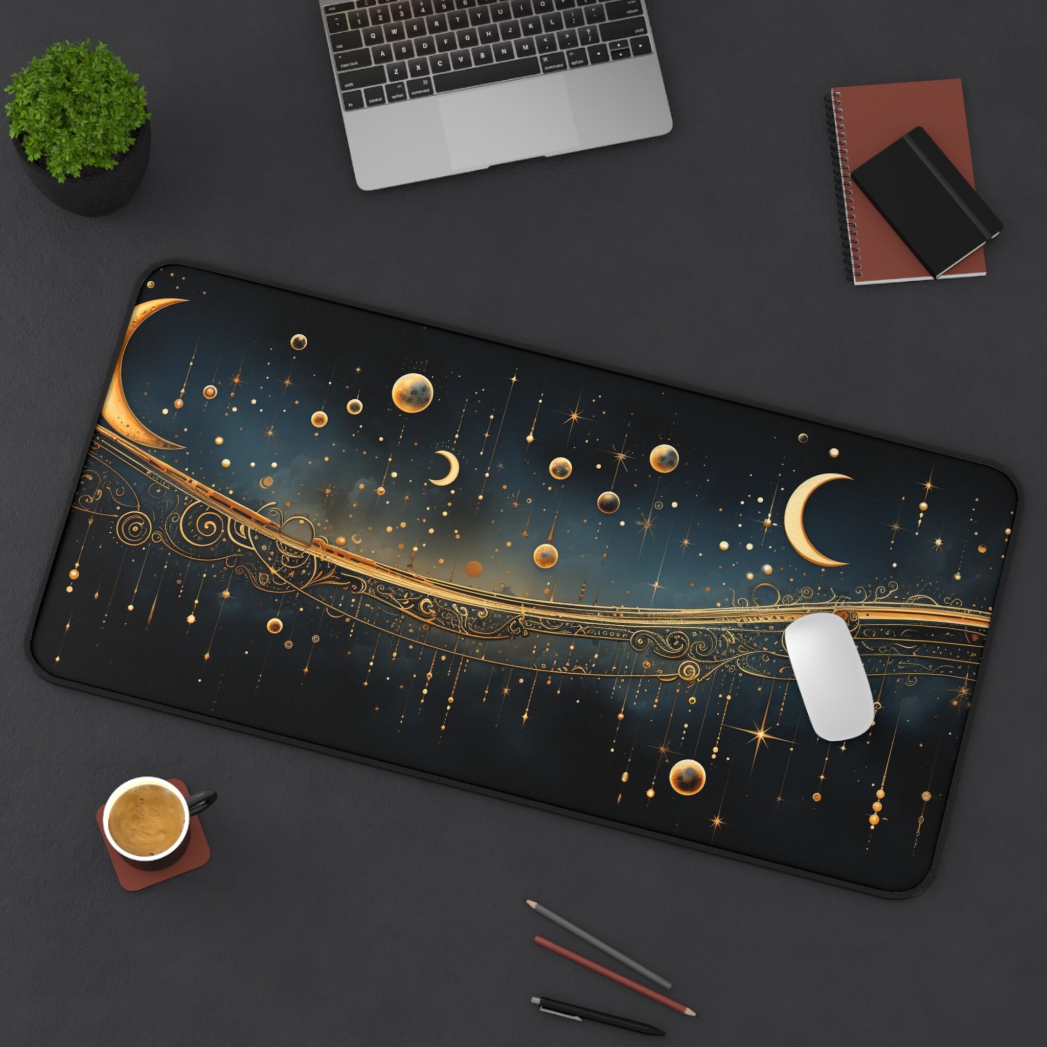 Unique Gold and Blue Celestial Desk Mat Gaming Mouse Pad Large - Etsy