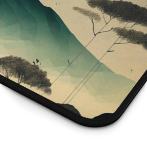 Japanese Volcano Night Sky Moon Mouse Pad - Scenic Desk Decor and ...