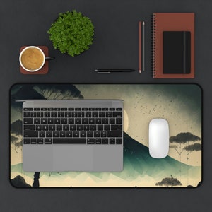 Japanese Volcano Night Sky Moon Mouse Pad - Scenic Desk Decor and ...