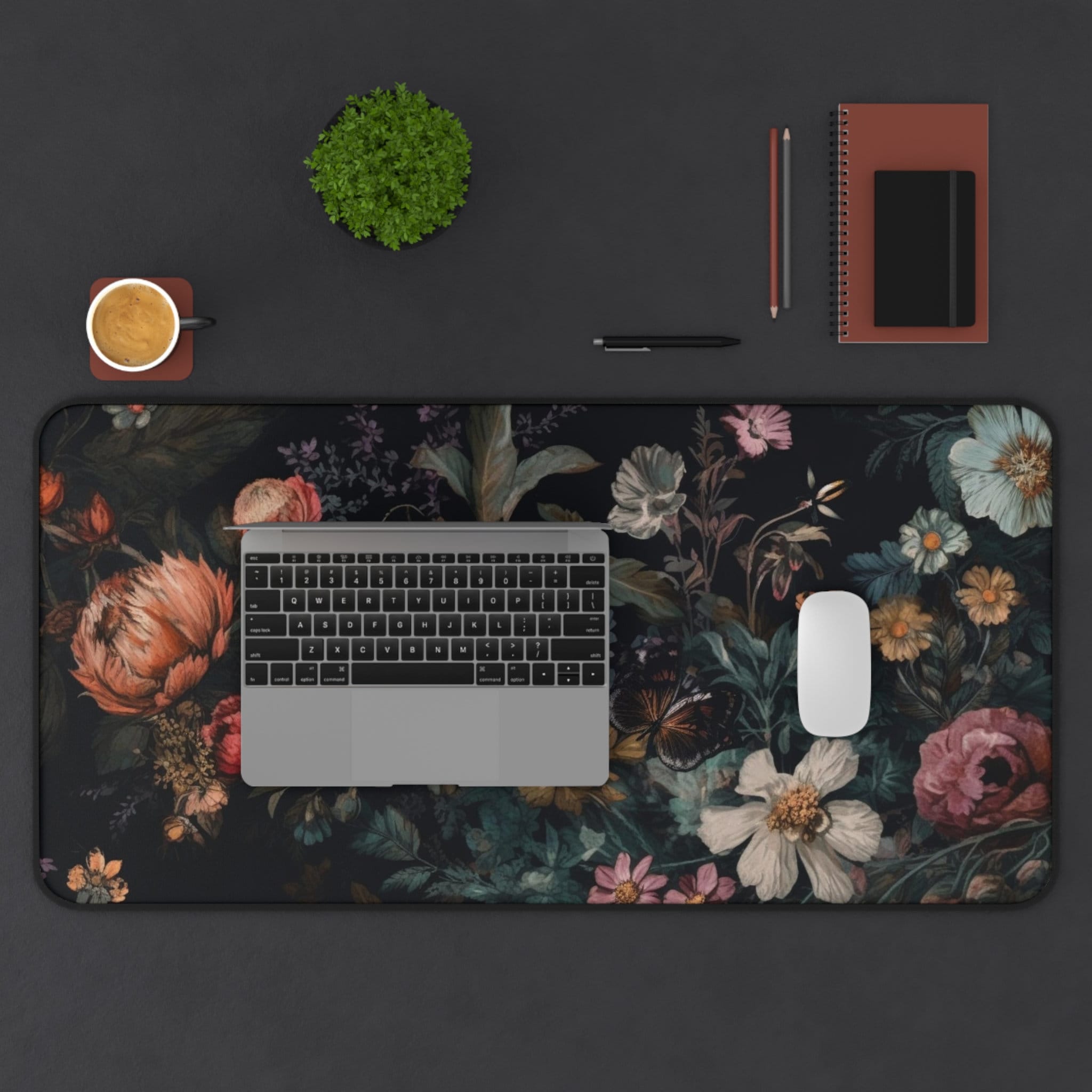 Dark Theme Botanical Desk Mat Gaming Mouse Pad Large Mousepad With MTG ...