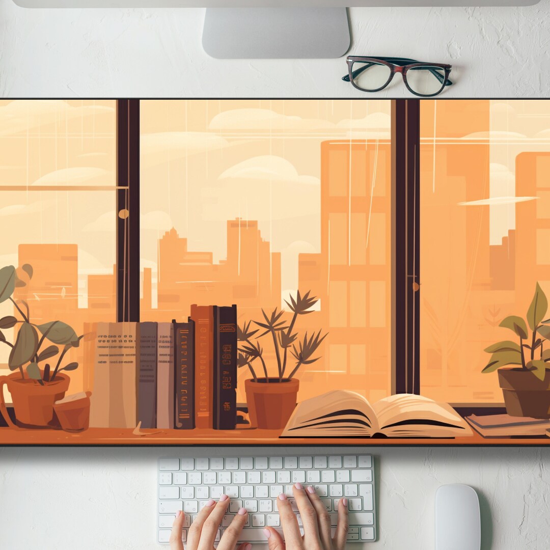 Simple Lo-fi Window Sill Scene Desk Mat Gaming Mouse Pad Large Mousepad ...