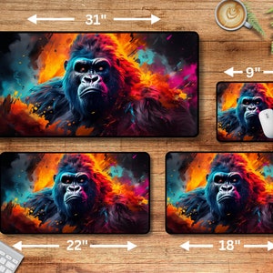 Fierce Colorful Gorilla Desk Mat Gaming Mouse Pad Large Mousepad With ...
