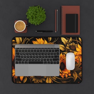 Dark Cottage Core Sunflowers Desk Mat Gaming Mouse Pad Large Mousepad ...