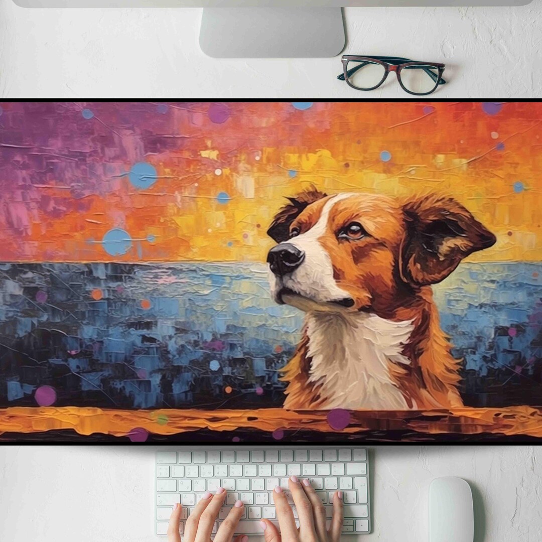 Pup Beneath Cosmic Dust Desk Mat, Gaming Mouse Pad, Large Mousepad ...