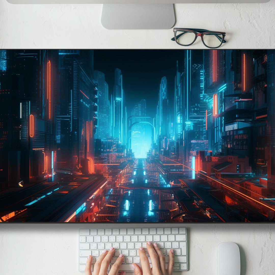 Futuristic Metropolis City Desk Mat Gaming Mouse Pad Large Mousepad MTG ...