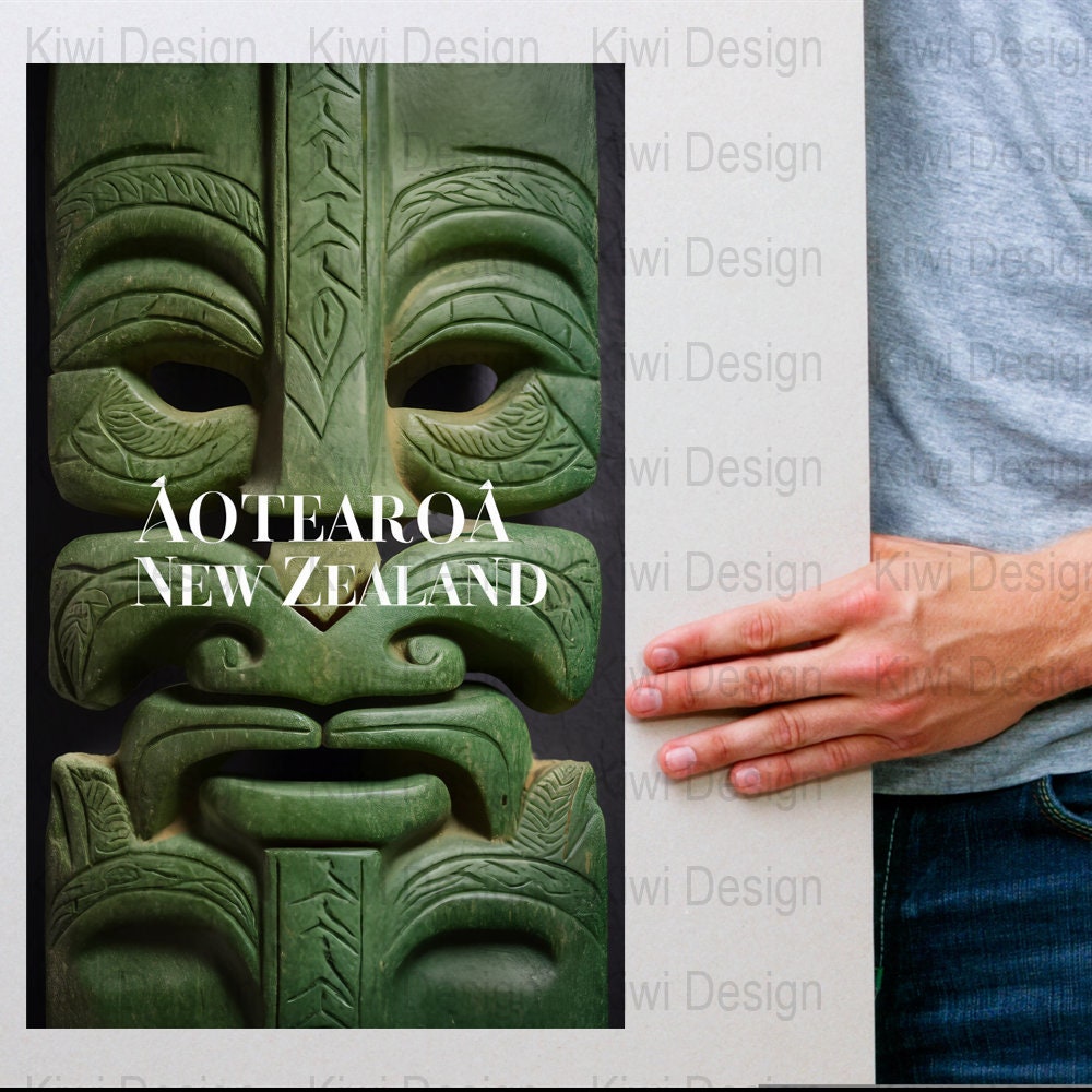 Maori Pounamu Mask Art Print, New Zealand Decor (digital Download) - Etsy