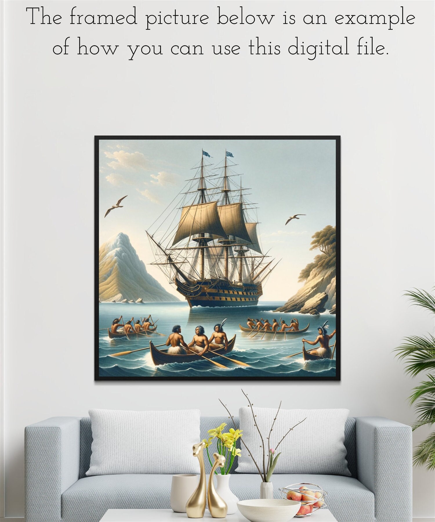 Captain James Cook Sailing Into a Bay in New Zealand and Being Greeted ...