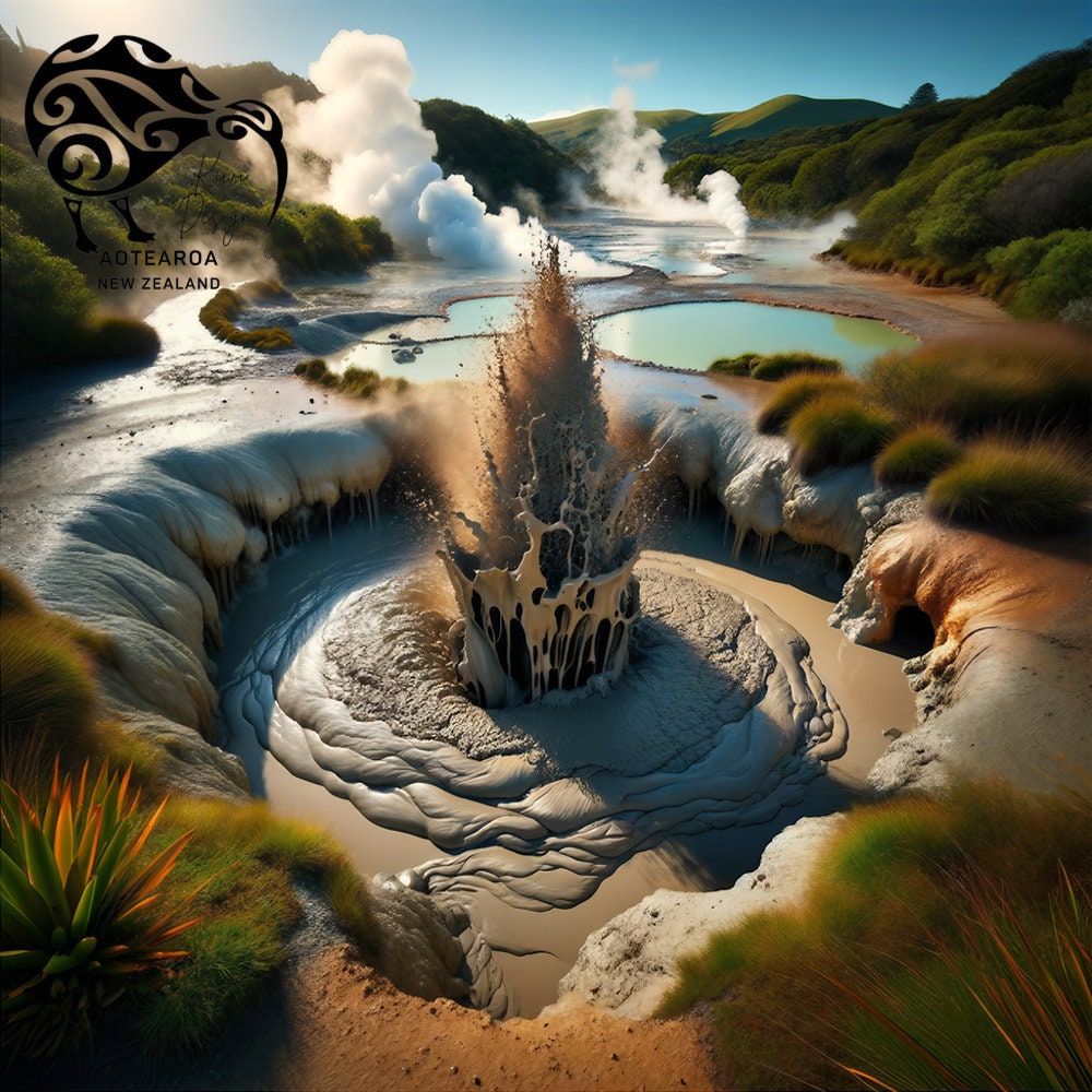 An Eruption of Hot Mud at Geothermal Mud Pools in Rotorua, New Zealand ...