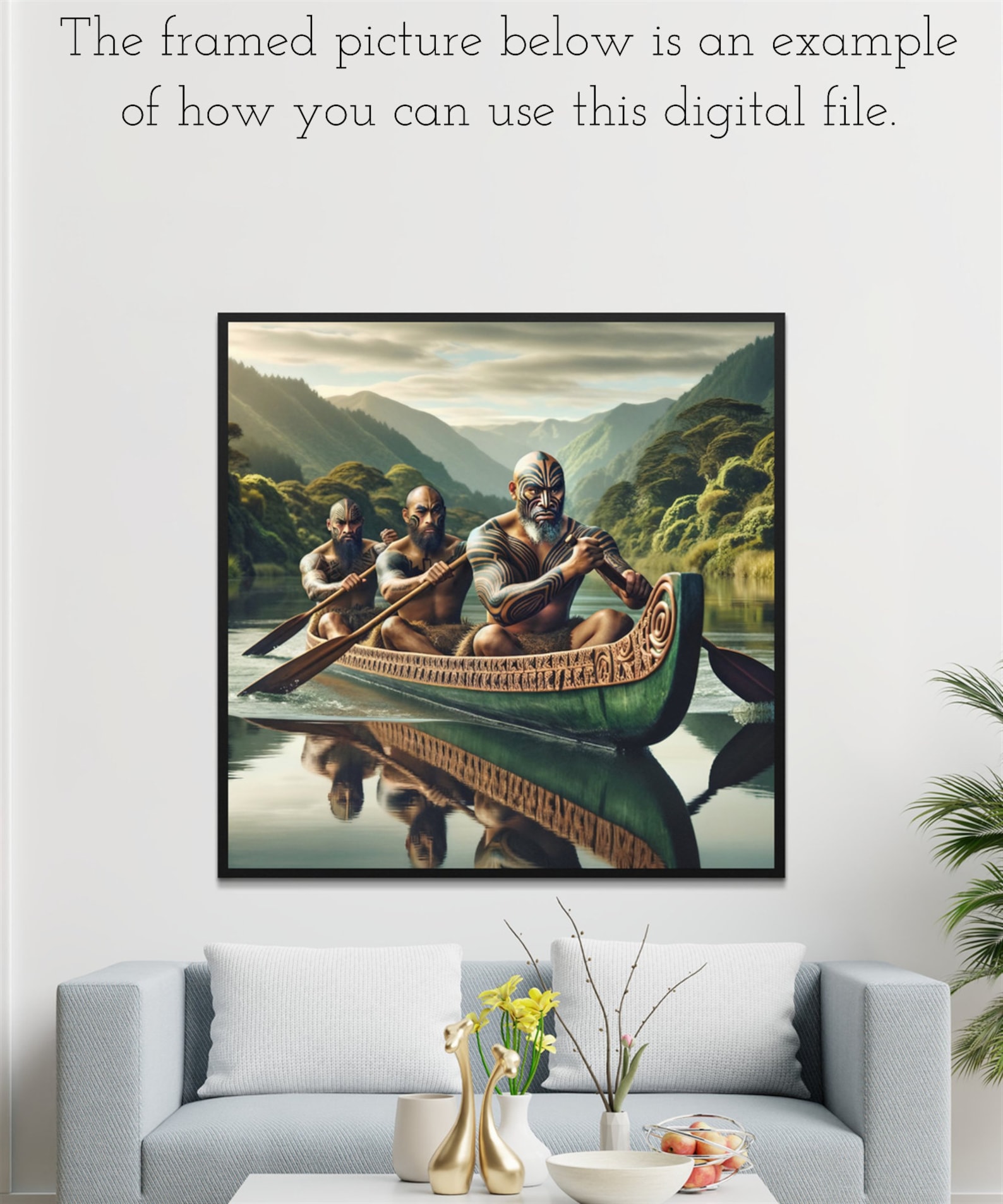 New Zealand Māori Warriors in a Waka on a Lake. Digital Māori Warriors ...