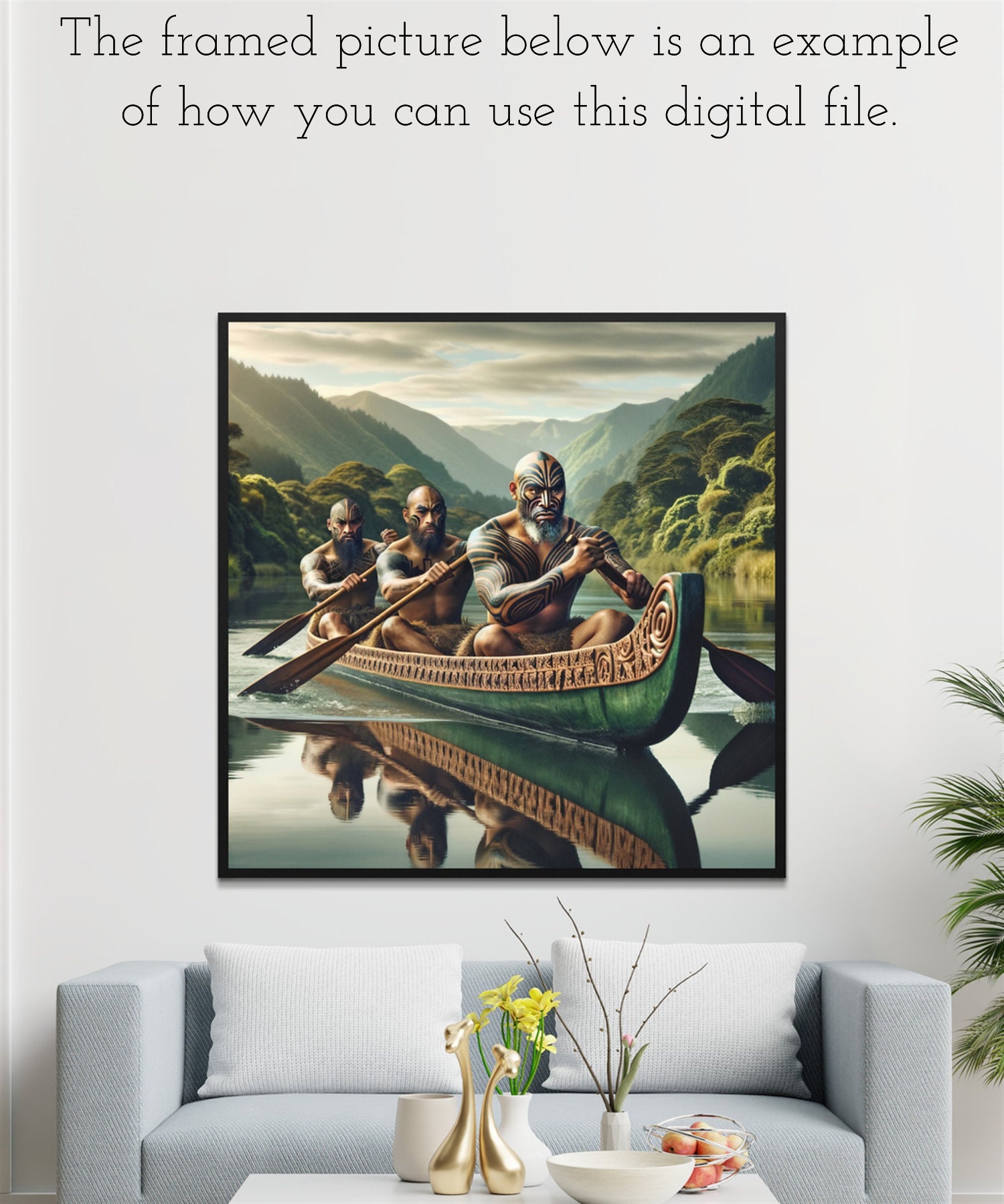 New Zealand Māori Warriors in a Waka on a Lake. Digital Māori Warriors ...