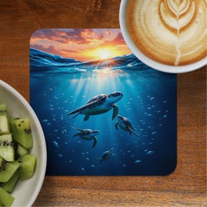 Ocean Sunset Sea Turtle Print, Aotearoa Marine Art (digital Download ...