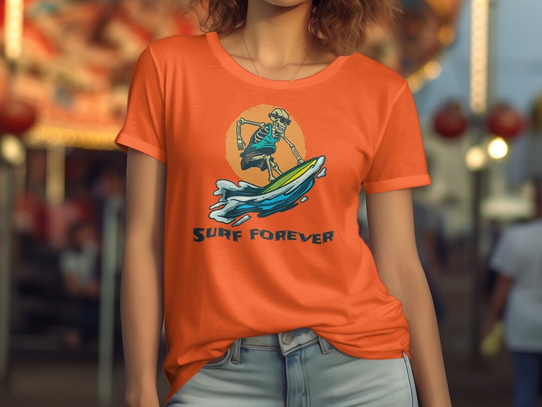 Surf Forever T-shirt – Skeleton Surfer Graphic Tee, Cotton - Etsy