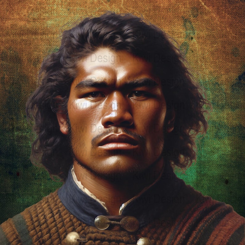 Portrait of Māori Tane in European Clothing, Digital Art Print ...