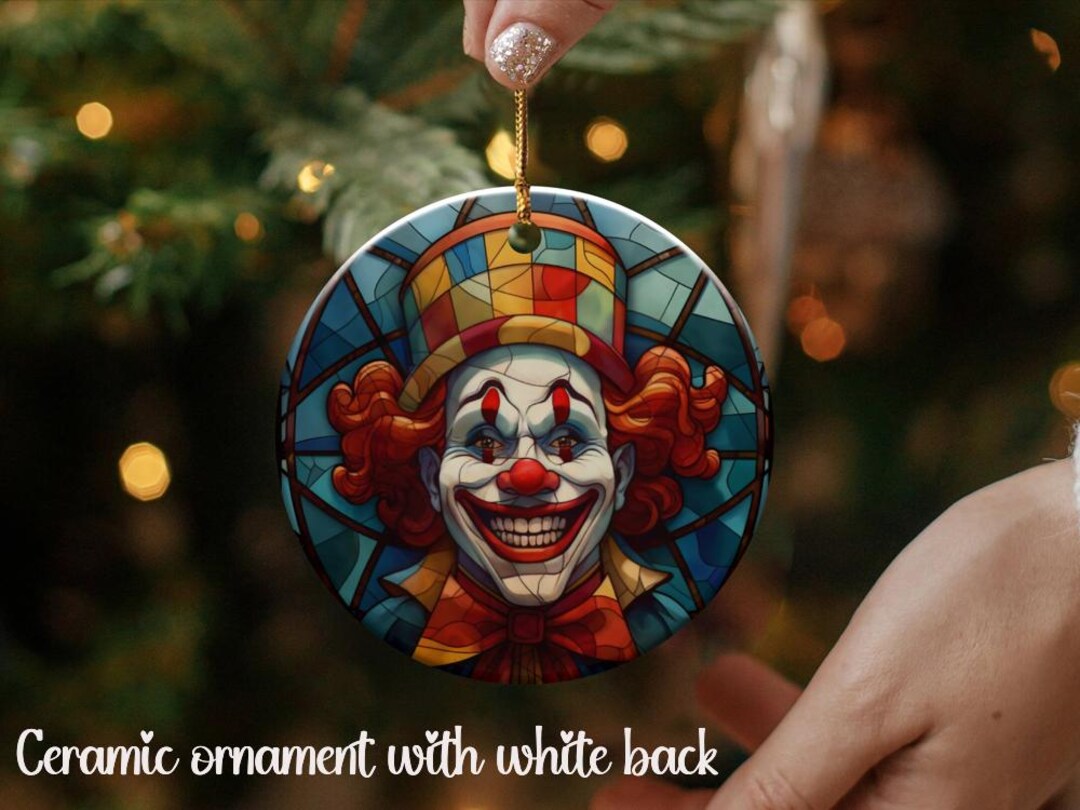 Stunning Clown Stained Glass Style Art, Unique Circus Decor, Pennywise ...