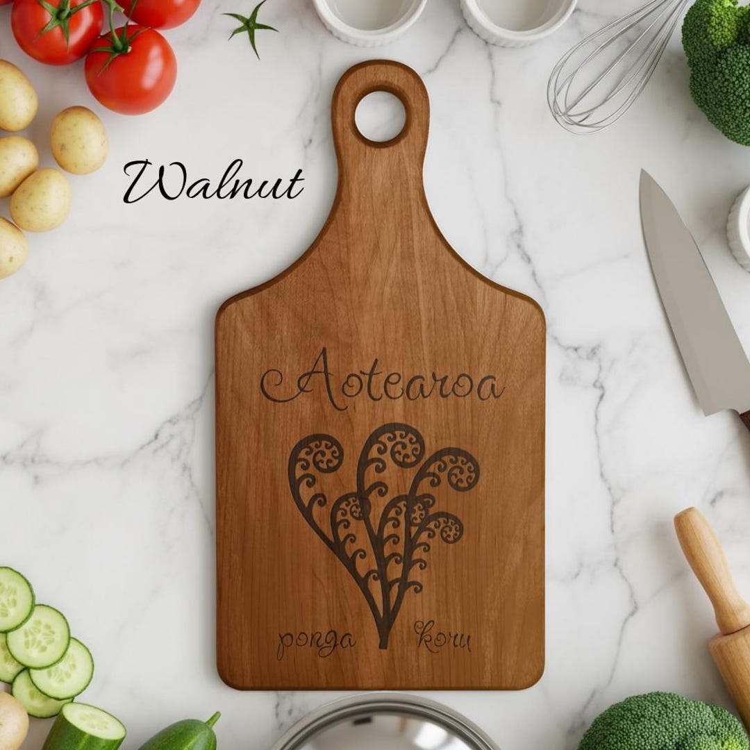 Koru Art Wooden Cheese Board, New Zealand Ponga Fern Design - Etsy